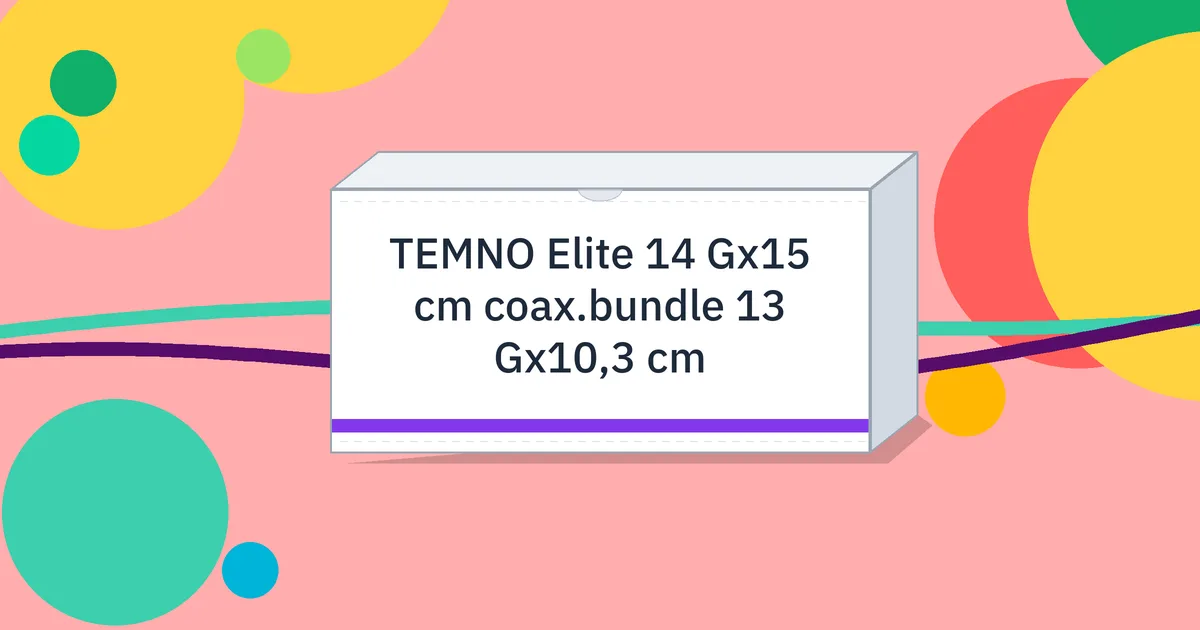 Symbolbild: Packung mit der Aufschrift TEMNO Elite 14 Gx15 cm coax.bundle 13 Gx10,3 cm (PZN 18765275) – Verfügbarkeit und Bezug in Apotheken in Frankfurt am Main