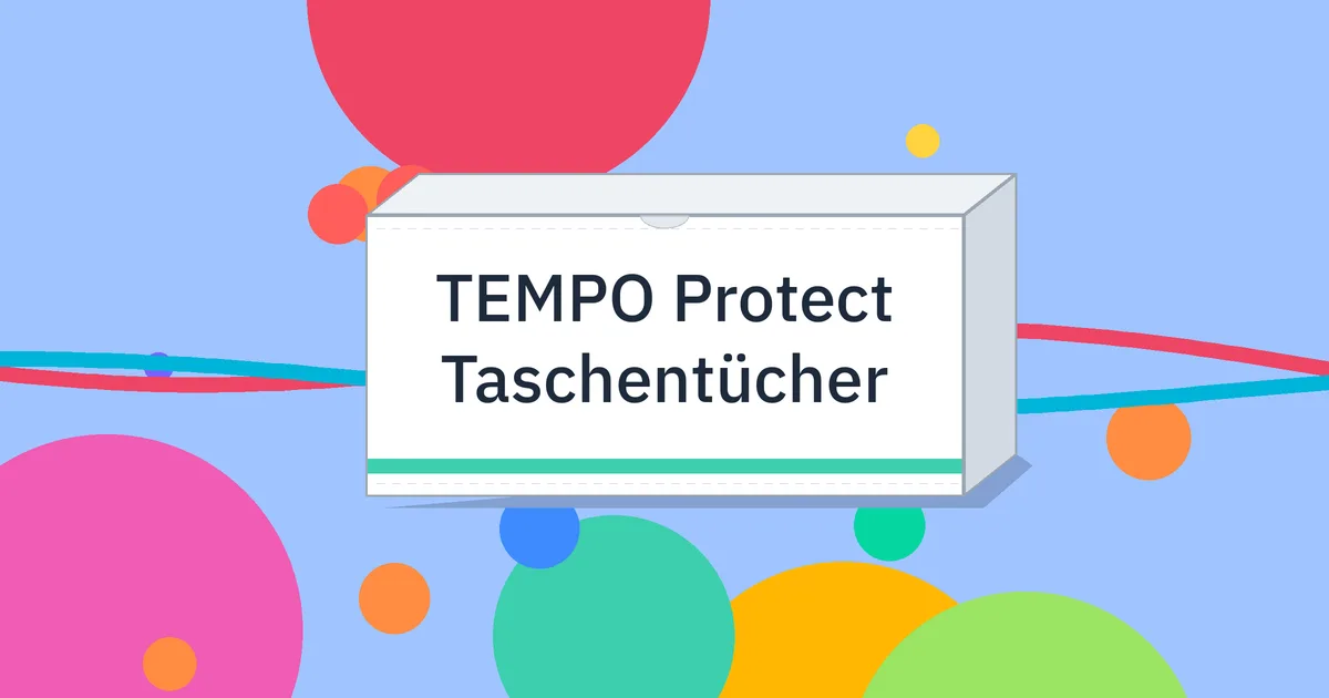 Symbolbild: Packung mit der Aufschrift TEMPO Protect Taschentücher (PZN 11513180) – Verfügbarkeit und Bezug in Apotheken in Frankfurt am Main