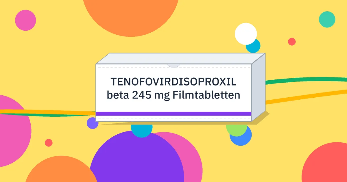 Symbolbild: Packung mit der Aufschrift TENOFOVIRDISOPROXIL beta 245 mg Filmtabletten (PZN 12398108) – Verfügbarkeit und Bezug in Apotheken in Frankfurt am Main