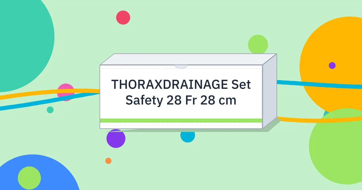 Symbolbild: Packung mit der Aufschrift THORAXDRAINAGE Set Safety 28 Fr 28 cm (PZN 13914635) – Verfügbarkeit und Bezug in Apotheken in Frankfurt am Main