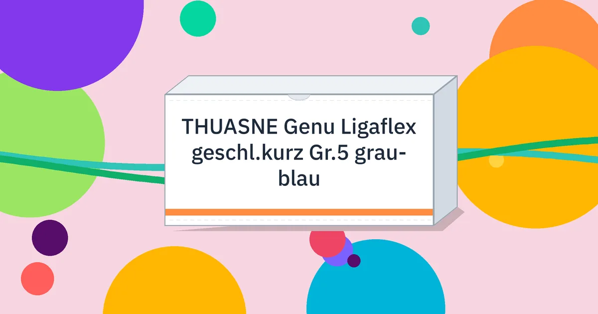 Symbolbild: Packung mit der Aufschrift THUASNE Genu Ligaflex geschl.kurz Gr.5 grau-blau (PZN 11330611) – Verfügbarkeit und Bezug in Apotheken in Frankfurt am Main