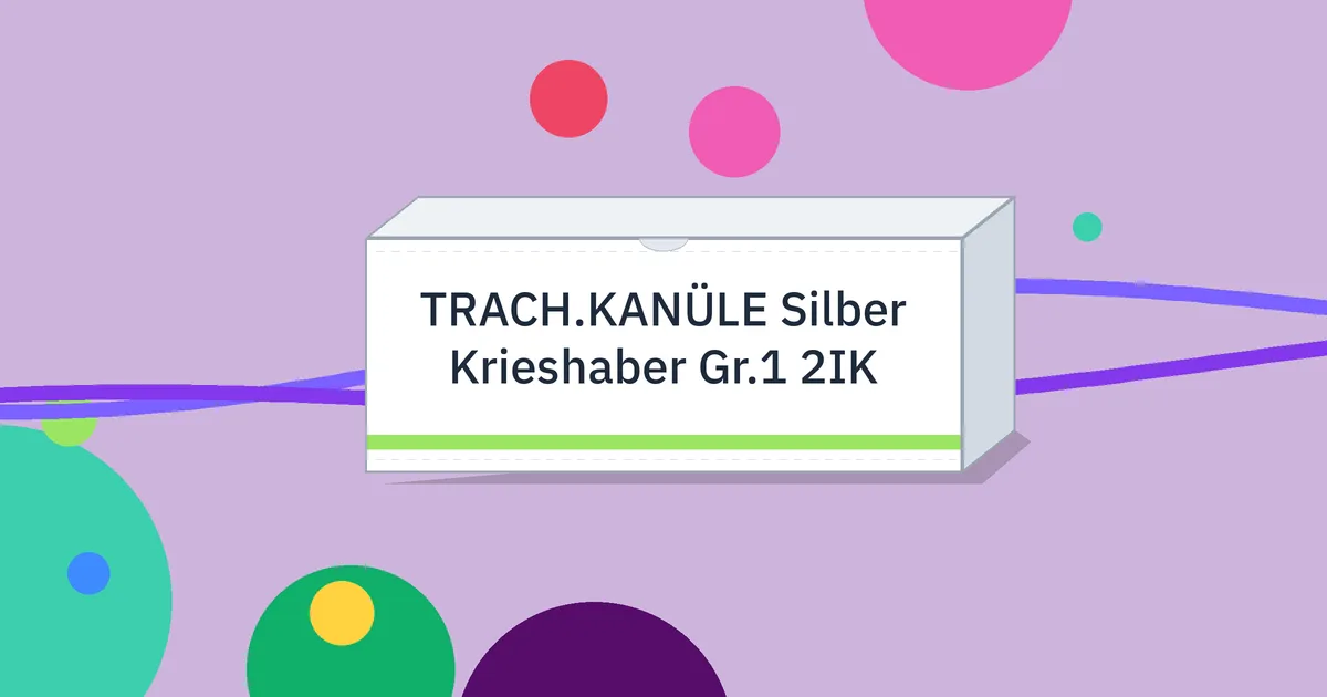 Symbolbild: Packung mit der Aufschrift TRACH.KANÜLE Silber Krieshaber Gr.1 2IK (PZN 06989638) – Verfügbarkeit und Bezug in Apotheken in Frankfurt am Main