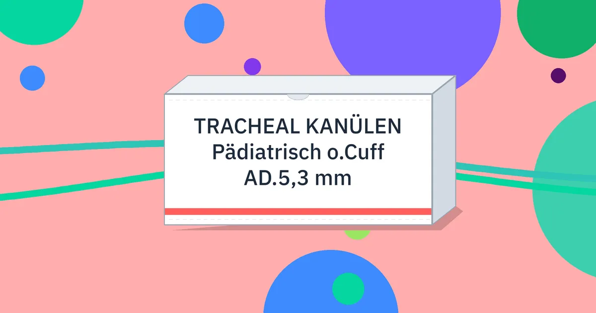 Symbolbild: Packung mit der Aufschrift TRACHEAL KANÜLEN Pädiatrisch o.Cuff AD.5,3 mm (PZN 09217327) – Verfügbarkeit und Bezug in Apotheken in Frankfurt am Main