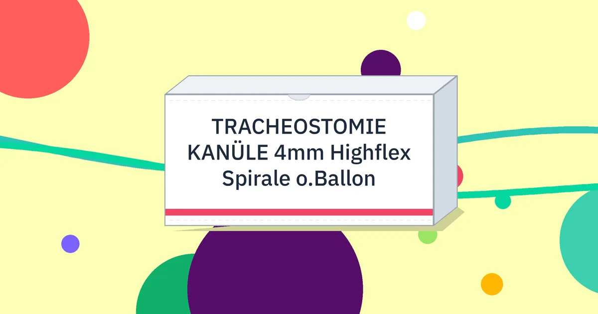 Symbolbild: Packung mit der Aufschrift TRACHEOSTOMIE KANÜLE 4mm Highflex Spirale o.Ballon (PZN 01085458) – Verfügbarkeit und Bezug in Apotheken in Frankfurt am Main