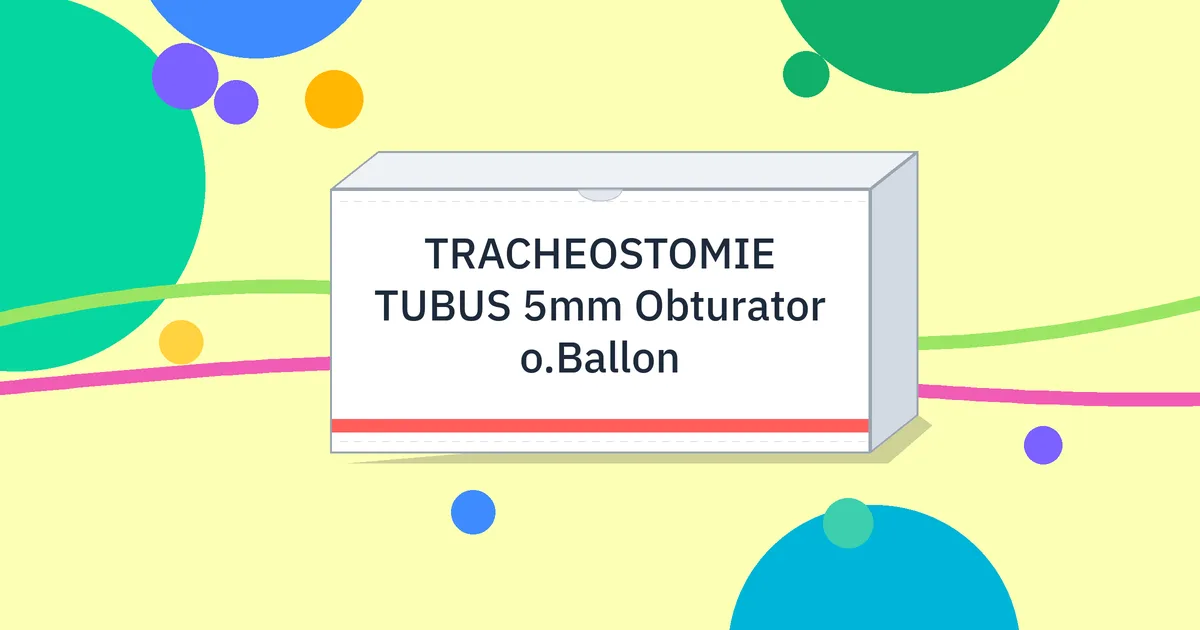 Symbolbild: Packung mit der Aufschrift TRACHEOSTOMIE TUBUS 5mm Obturator o.Ballon (PZN 01085398) – Verfügbarkeit und Bezug in Apotheken in Frankfurt am Main