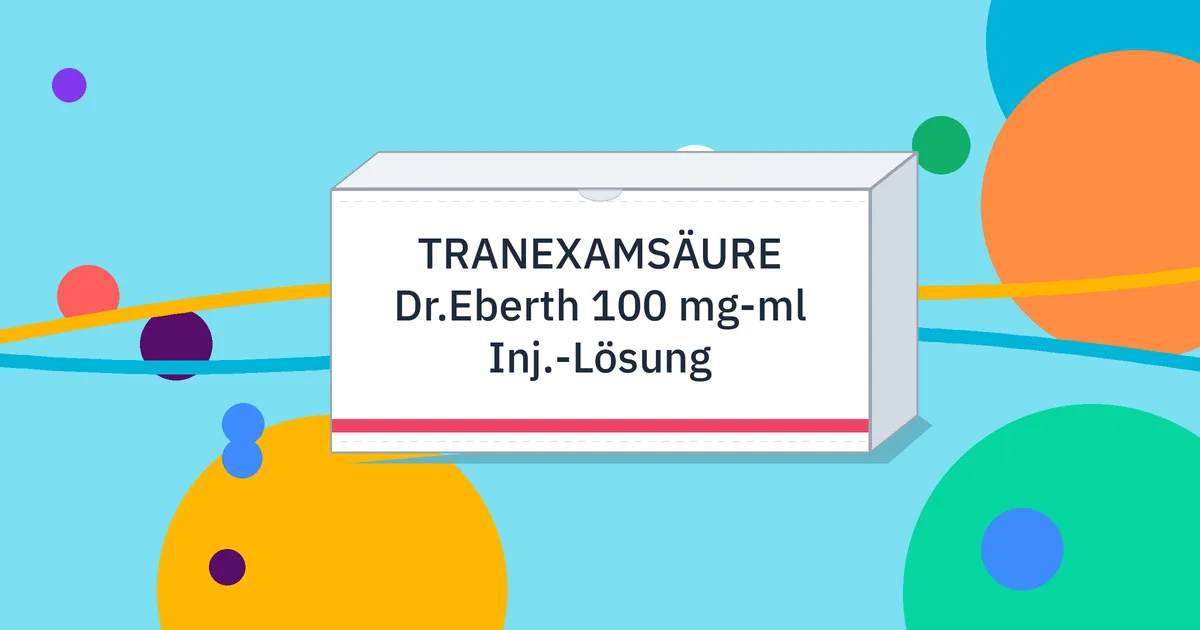 Symbolbild: Packung mit der Aufschrift TRANEXAMSÄURE Dr.Eberth 100 mg-ml Inj.-Lösung (PZN 20355745) – Verfügbarkeit und Bezug in Apotheken in Frankfurt am Main