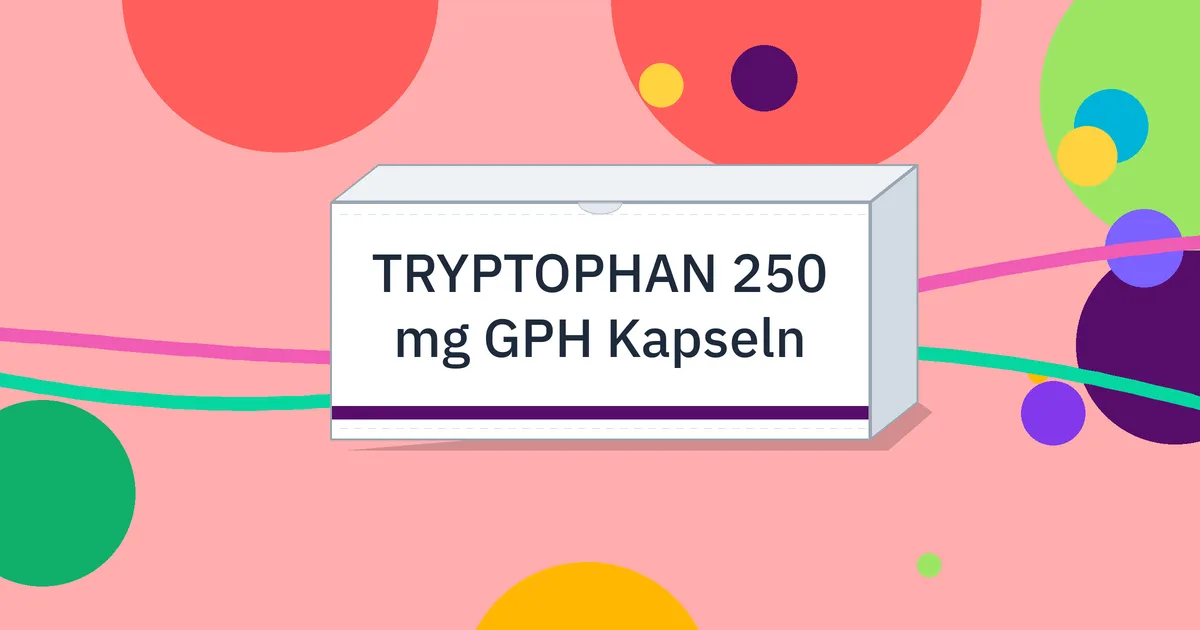 Symbolbild: Packung mit der Aufschrift TRYPTOPHAN 250 mg GPH Kapseln (PZN 00943670) – Verfügbarkeit und Bezug in Apotheken in Frankfurt am Main