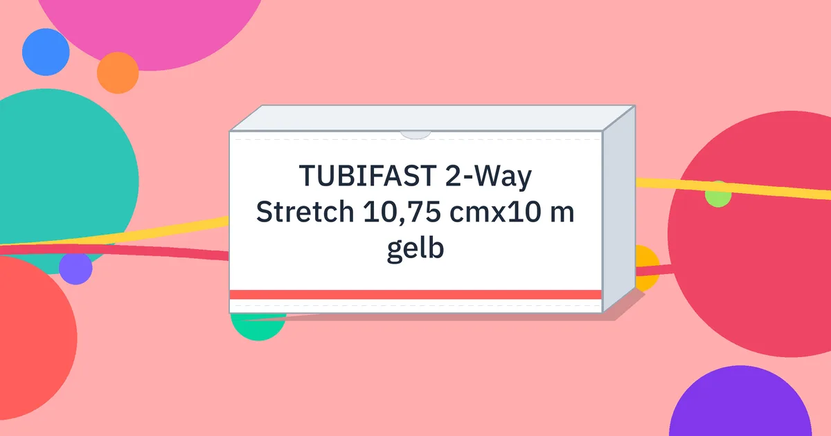 Symbolbild: Packung mit der Aufschrift TUBIFAST 2-Way Stretch 10,75 cmx10 m gelb (PZN 10809814) – Verfügbarkeit und Bezug in Apotheken in Frankfurt am Main