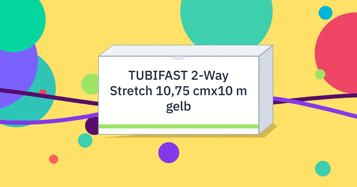 Symbolbild: Packung mit der Aufschrift TUBIFAST 2-Way Stretch 10,75 cmx10 m gelb (PZN 12452836) – Verfügbarkeit und Bezug in Apotheken in Frankfurt am Main