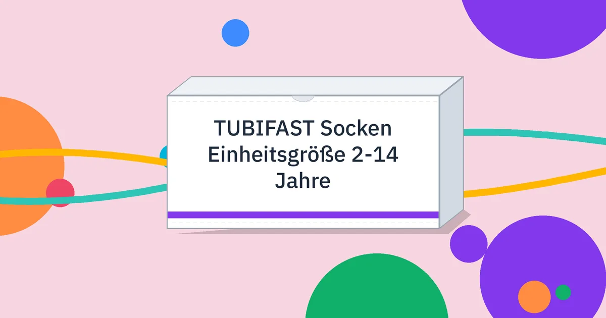 Symbolbild: Packung mit der Aufschrift TUBIFAST Socken Einheitsgröße 2-14 Jahre (PZN 10058124) – Verfügbarkeit und Bezug in Apotheken in Frankfurt am Main