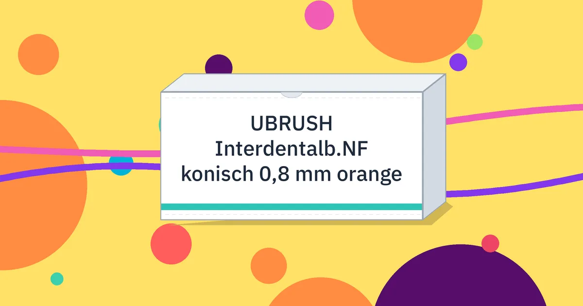 Symbolbild: Packung mit der Aufschrift UBRUSH Interdentalb.NF konisch 0,8 mm orange (PZN 14817319) – Verfügbarkeit und Bezug in Apotheken in Frankfurt am Main