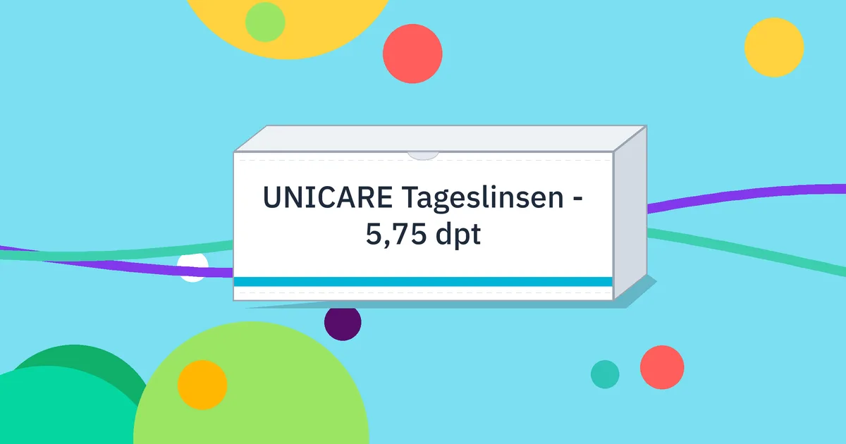 Symbolbild: Packung mit der Aufschrift UNICARE Tageslinsen -5,75 dpt (PZN 14185894) – Verfügbarkeit und Bezug in Apotheken in Frankfurt am Main