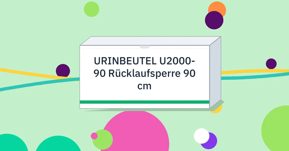 Symbolbild: Packung mit der Aufschrift URINBEUTEL U2000-90 Rücklaufsperre 90 cm (PZN 03081909) – Verfügbarkeit und Bezug in Apotheken in Frankfurt am Main