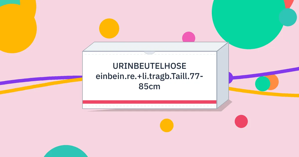 Symbolbild: Packung mit der Aufschrift URINBEUTELHOSE einbein.re.+li.tragb.Taill.77-85cm (PZN 11609678) – Verfügbarkeit und Bezug in Apotheken in Frankfurt am Main