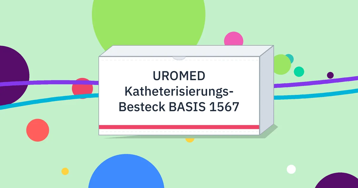 Symbolbild: Packung mit der Aufschrift UROMED Katheterisierungs-Besteck BASIS 1567 (PZN 11565981) – Verfügbarkeit und Bezug in Apotheken in Frankfurt am Main