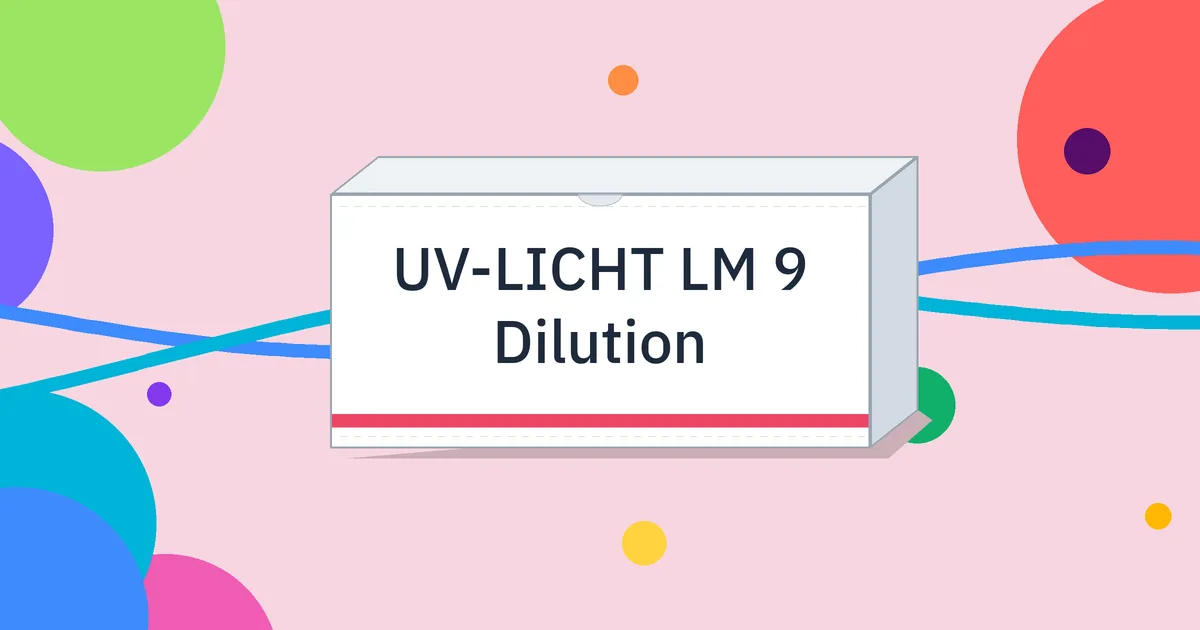 Symbolbild: Packung mit der Aufschrift UV-LICHT LM 9 Dilution (PZN 13258556) – Verfügbarkeit und Bezug in Apotheken in Frankfurt am Main