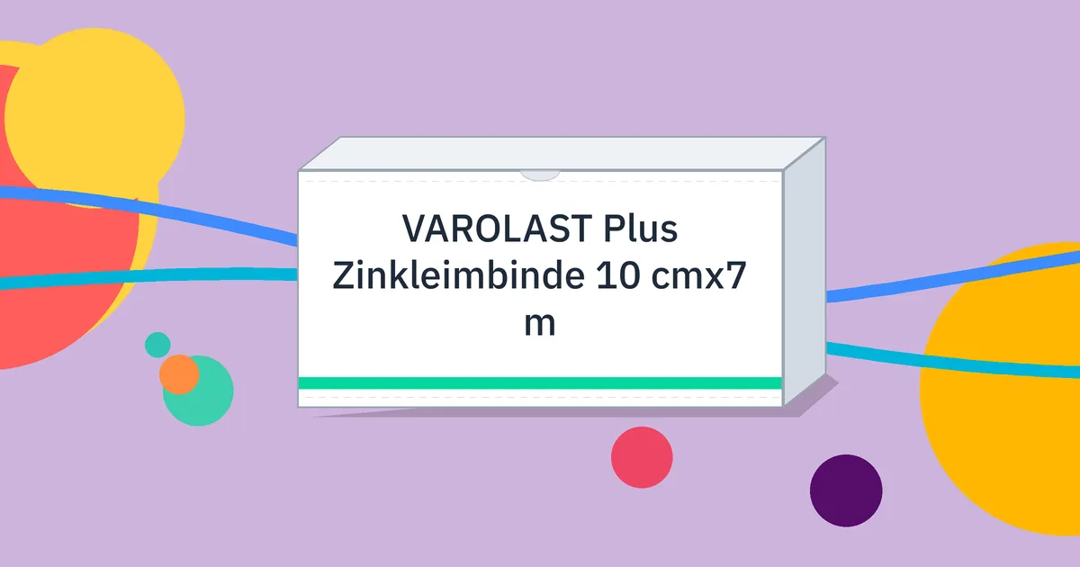 Symbolbild: Packung mit der Aufschrift VAROLAST Plus Zinkleimbinde 10 cmx7 m (PZN 02667257) – Verfügbarkeit und Bezug in Apotheken in Frankfurt am Main