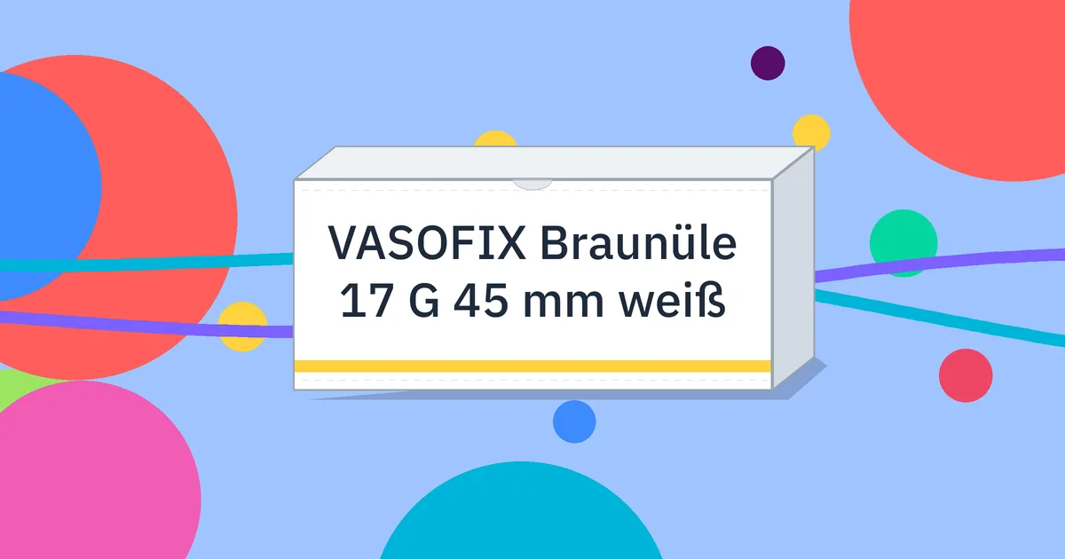 Symbolbild: Packung mit der Aufschrift VASOFIX Braunüle 17 G 45 mm weiß (PZN 02758830) – Verfügbarkeit und Bezug in Apotheken in Frankfurt am Main