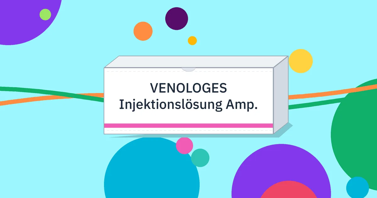 Symbolbild: Packung mit der Aufschrift VENOLOGES Injektionslösung Amp. (PZN 13699786) – Verfügbarkeit und Bezug in Apotheken in Frankfurt am Main