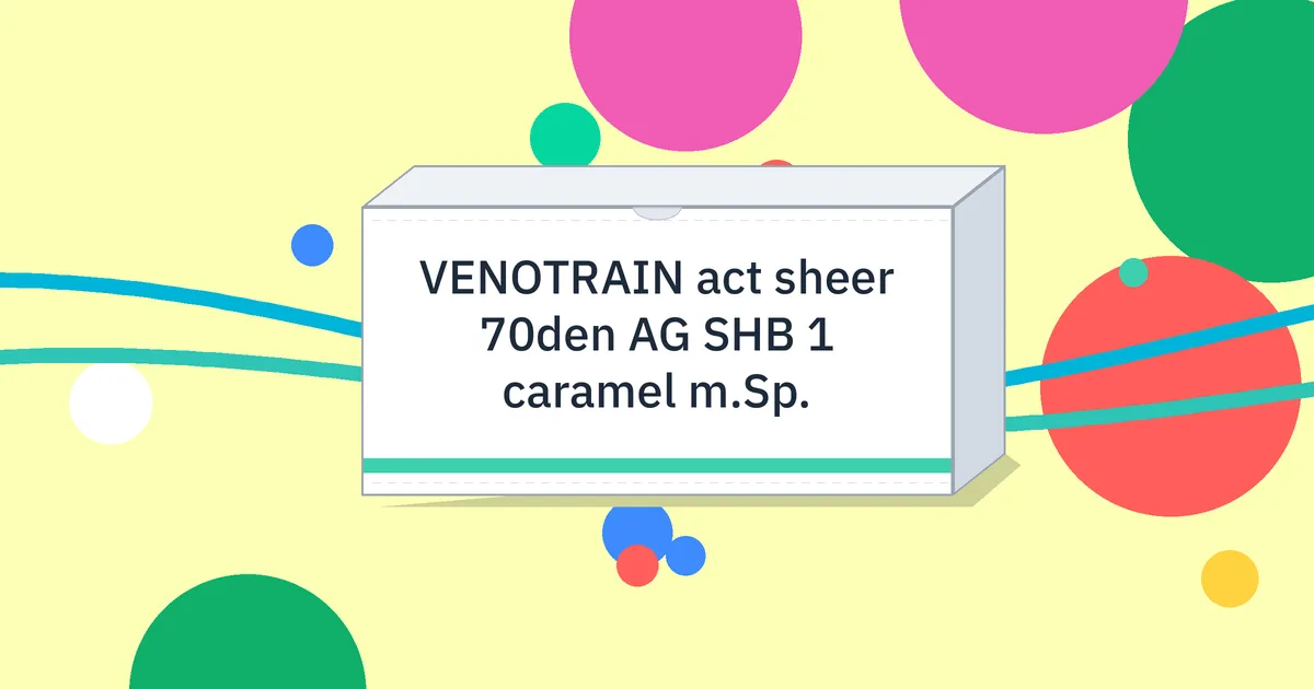Symbolbild: Packung mit der Aufschrift VENOTRAIN act sheer 70den AG SHB 1 caramel m.Sp. (PZN 16207789) – Verfügbarkeit und Bezug in Apotheken in Frankfurt am Main