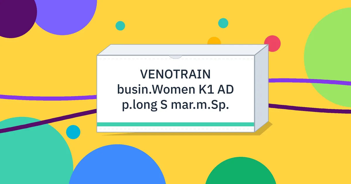 Symbolbild: Packung mit der Aufschrift VENOTRAIN busin.Women K1 AD p.long S mar.m.Sp. (PZN 10195134) – Verfügbarkeit und Bezug in Apotheken in Frankfurt am Main