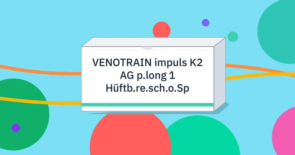 Symbolbild: Packung mit der Aufschrift VENOTRAIN impuls K2 AG p.long 1 Hüftb.re.sch.o.Sp (PZN 10293411) – Verfügbarkeit und Bezug in Apotheken in Frankfurt am Main