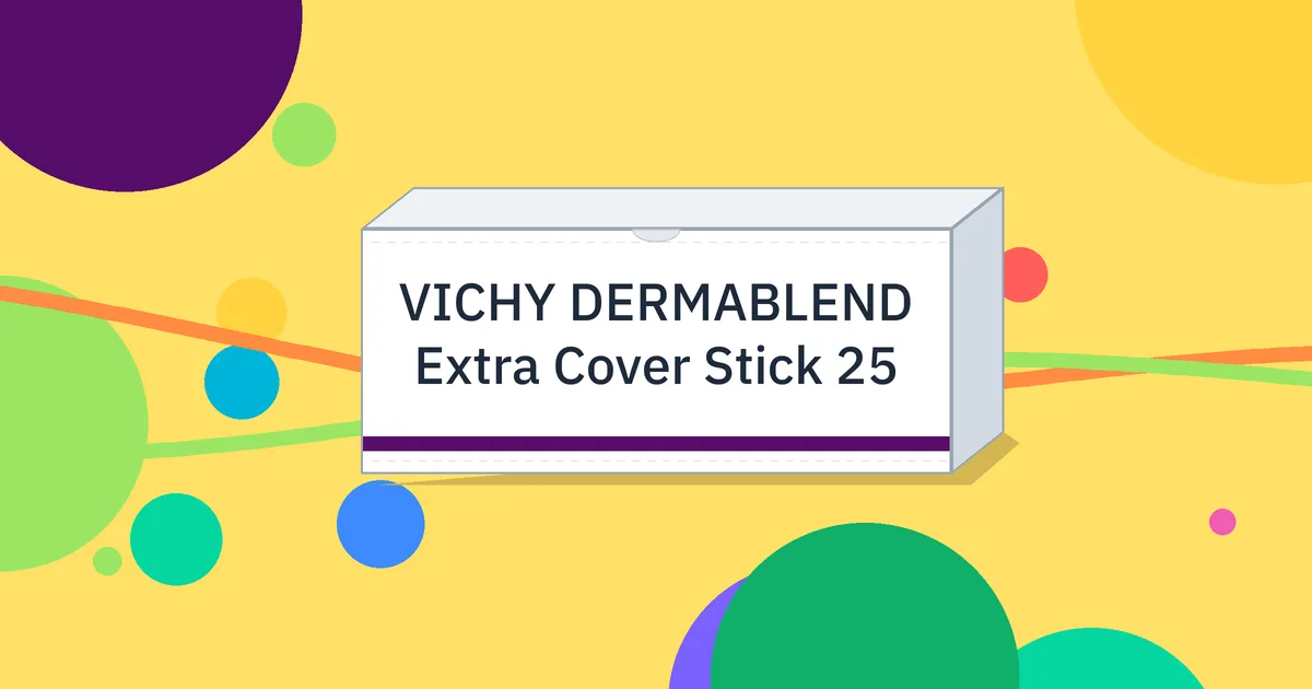 Symbolbild: Packung mit der Aufschrift VICHY DERMABLEND Extra Cover Stick 25 (PZN 15630451) – Verfügbarkeit und Bezug in Apotheken in Frankfurt am Main
