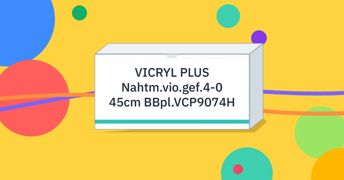 Symbolbild: Packung mit der Aufschrift VICRYL PLUS Nahtm.vio.gef.4-0 45cm BBpl.VCP9074H (PZN 16256285) – Verfügbarkeit und Bezug in Apotheken in Frankfurt am Main