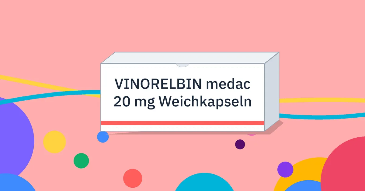 Symbolbild: Packung mit der Aufschrift VINORELBIN medac 20 mg Weichkapseln (PZN 18702731) – Verfügbarkeit und Bezug in Apotheken in Frankfurt am Main
