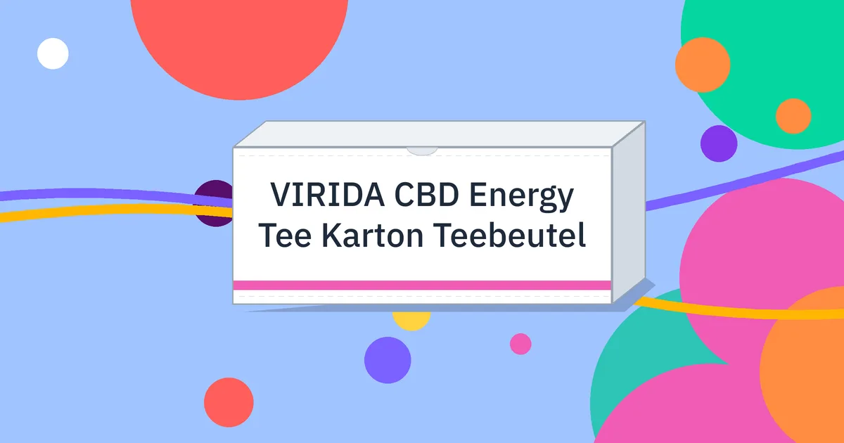 Symbolbild: Packung mit der Aufschrift VIRIDA CBD Energy Tee Karton Teebeutel (PZN 17536153) – Verfügbarkeit und Bezug in Apotheken in Frankfurt am Main
