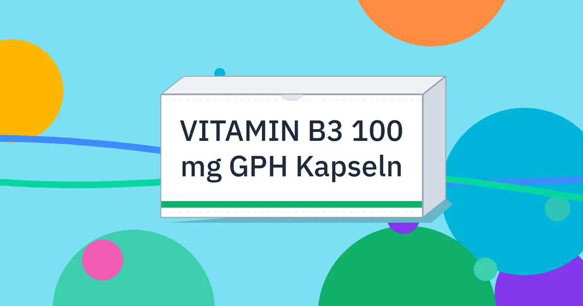 Symbolbild: Packung mit der Aufschrift VITAMIN B3 100 mg GPH Kapseln (PZN 04700013) – Verfügbarkeit und Bezug in Apotheken in Frankfurt am Main