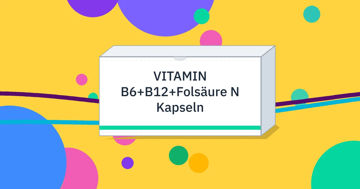 Symbolbild: Packung mit der Aufschrift VITAMIN B6+B12+Folsäure N Kapseln (PZN 12569277) – Verfügbarkeit und Bezug in Apotheken in Frankfurt am Main