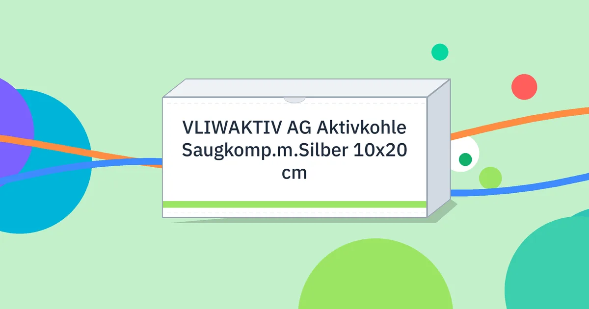 Symbolbild: Packung mit der Aufschrift VLIWAKTIV AG Aktivkohle Saugkomp.m.Silber 10x20 cm (PZN 18268855) – Verfügbarkeit und Bezug in Apotheken in Frankfurt am Main