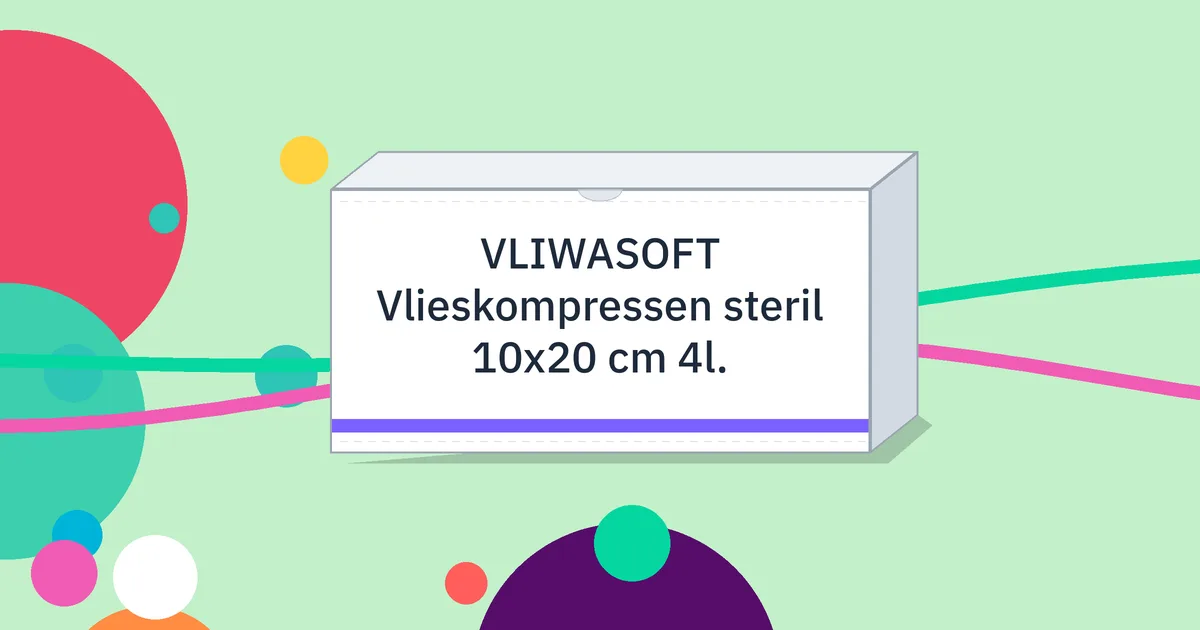 Symbolbild: Packung mit der Aufschrift VLIWASOFT Vlieskompressen steril 10x20 cm 4l. (PZN 19704347) – Verfügbarkeit und Bezug in Apotheken in Frankfurt am Main