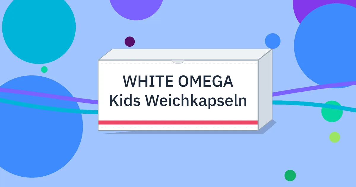 Symbolbild: Packung mit der Aufschrift WHITE OMEGA Kids Weichkapseln (PZN 15410086) – Verfügbarkeit und Bezug in Apotheken in Frankfurt am Main
