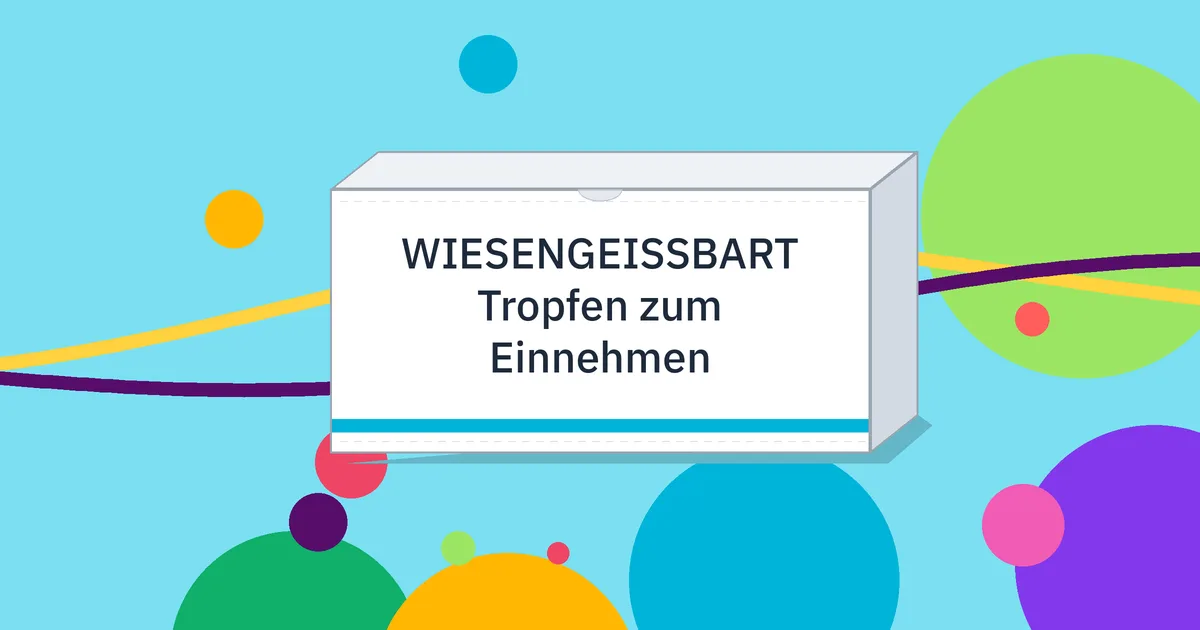 Symbolbild: Packung mit der Aufschrift WIESENGEISSBART Tropfen zum Einnehmen (PZN 11602831) – Verfügbarkeit und Bezug in Apotheken in Frankfurt am Main