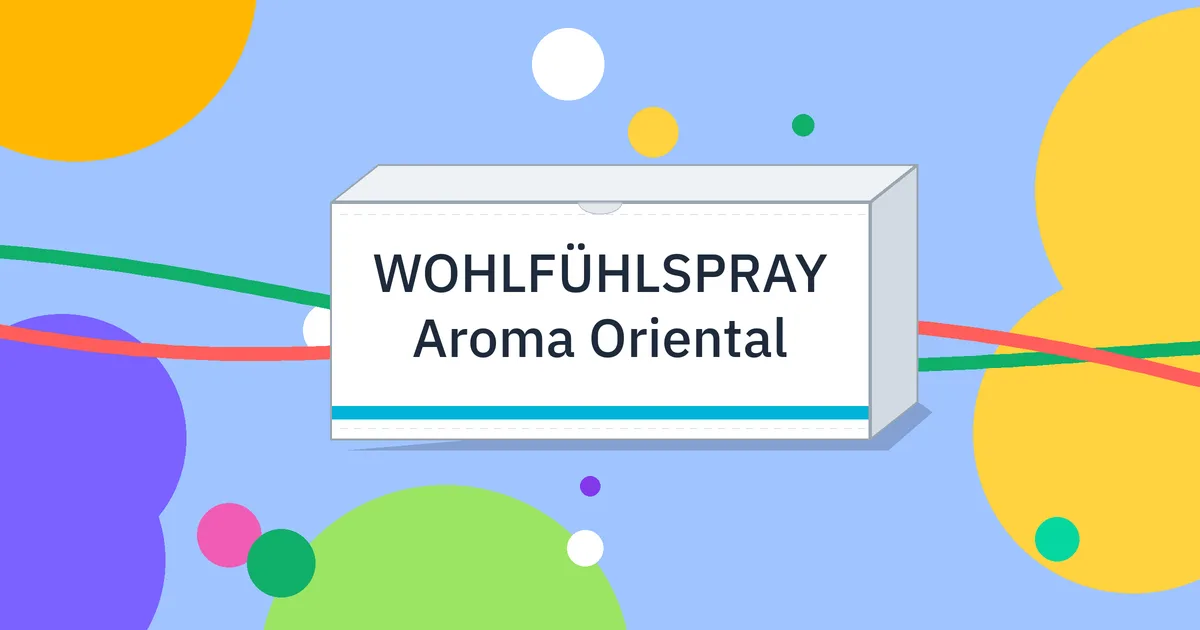 Symbolbild: Packung mit der Aufschrift WOHLFÜHLSPRAY Aroma Oriental (PZN 02448408) – Verfügbarkeit und Bezug in Apotheken in Frankfurt am Main