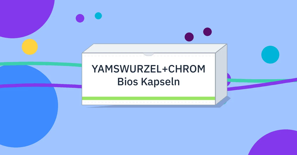 Symbolbild: Packung mit der Aufschrift YAMSWURZEL+CHROM Bios Kapseln (PZN 00575605) – Verfügbarkeit und Bezug in Apotheken in Frankfurt am Main