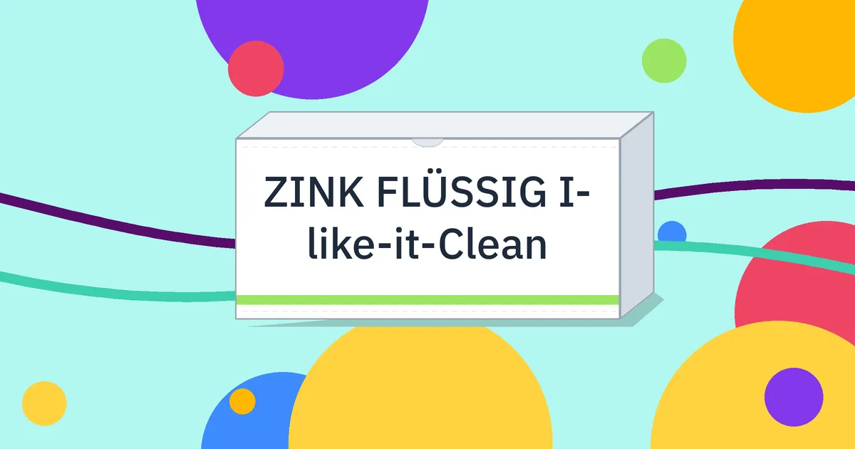 Symbolbild: Packung mit der Aufschrift ZINK FLÜSSIG I-like-it-Clean (PZN 19063026) – Verfügbarkeit und Bezug in Apotheken in Frankfurt am Main