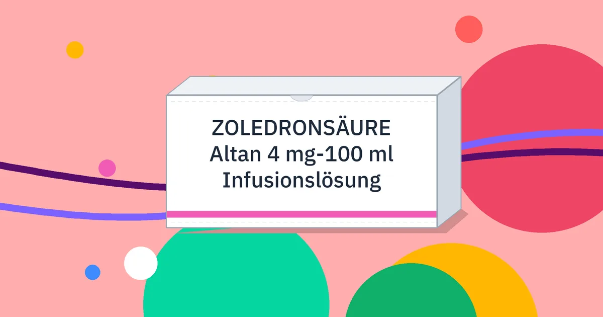 Symbolbild: Packung mit der Aufschrift ZOLEDRONSÄURE Altan 4 mg-100 ml Infusionslösung (PZN 17263608) – Verfügbarkeit und Bezug in Apotheken in Frankfurt am Main