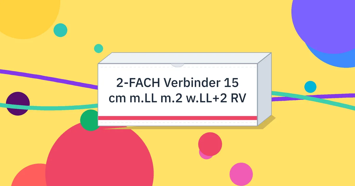 Symbolbild: Packung mit der Aufschrift 2-FACH Verbinder 15 cm m.LL m.2 w.LL+2 RV (PZN 08429464) – Verfügbarkeit und Bezug in Apotheken in Frankfurt am Main