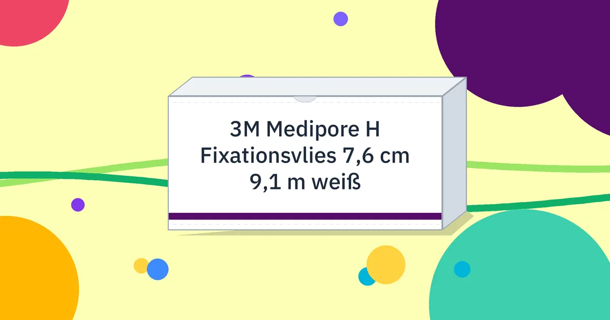 Symbolbild: Packung mit der Aufschrift 3M Medipore H Fixationsvlies 7,6 cm 9,1 m weiß (PZN 18192218) – Verfügbarkeit und Bezug in Apotheken in Frankfurt am Main