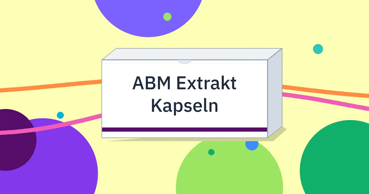 Symbolbild: Packung mit der Aufschrift ABM Extrakt Kapseln (PZN 16387113) – Verfügbarkeit und Bezug in Apotheken in Frankfurt am Main