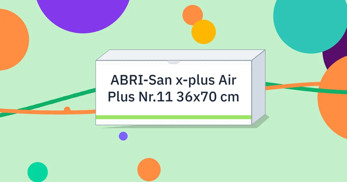 Symbolbild: Packung mit der Aufschrift ABRI-San x-plus Air Plus Nr.11 36x70 cm (PZN 03561650) – Verfügbarkeit und Bezug in Apotheken in Frankfurt am Main