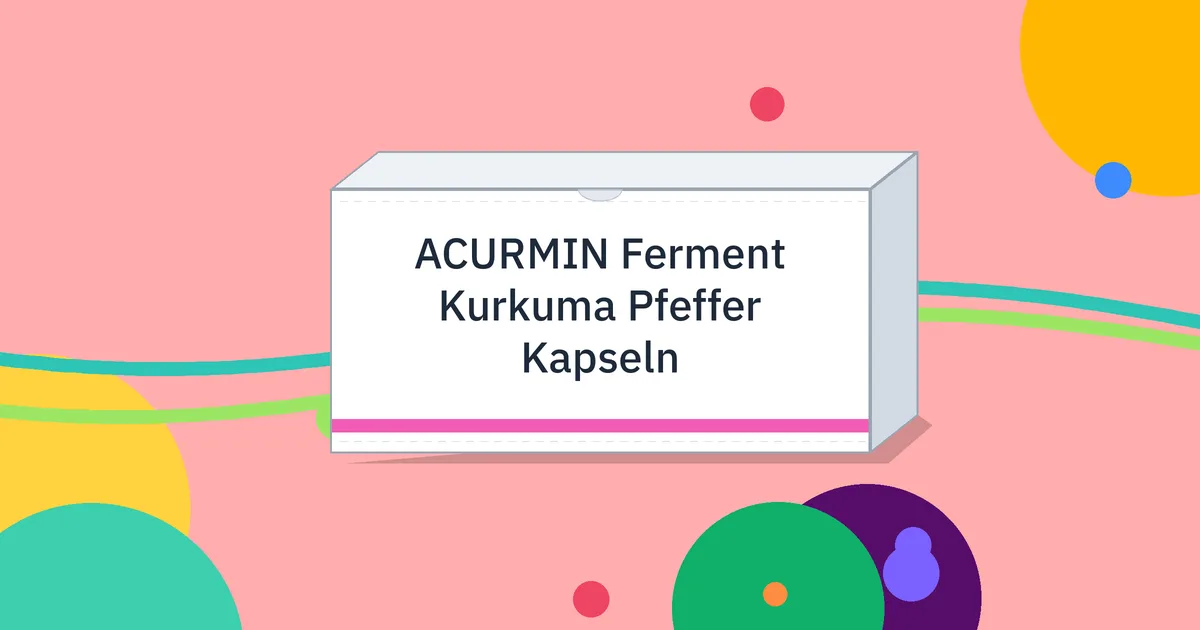 Symbolbild: Packung mit der Aufschrift ACURMIN Ferment Kurkuma Pfeffer Kapseln (PZN 18703274) – Verfügbarkeit und Bezug in Apotheken in Frankfurt am Main