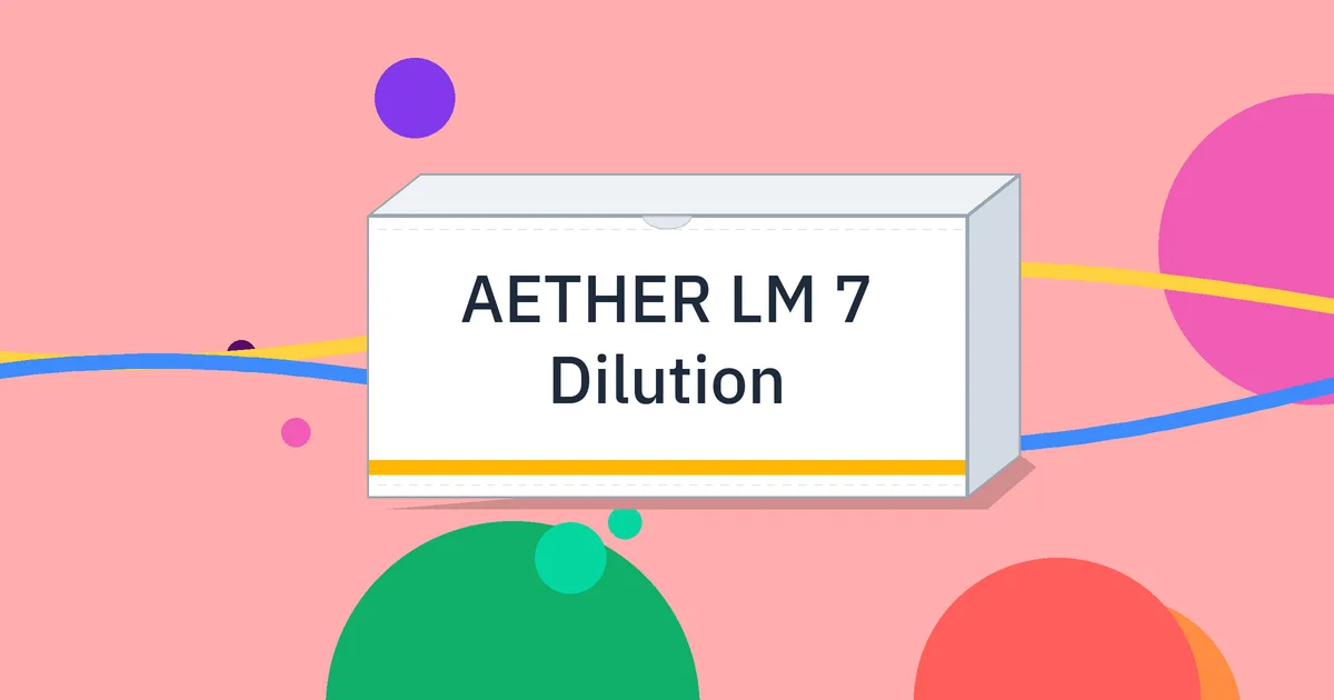 Symbolbild: Packung mit der Aufschrift AETHER LM 7 Dilution (PZN 13299986) – Verfügbarkeit und Bezug in Apotheken in Frankfurt am Main