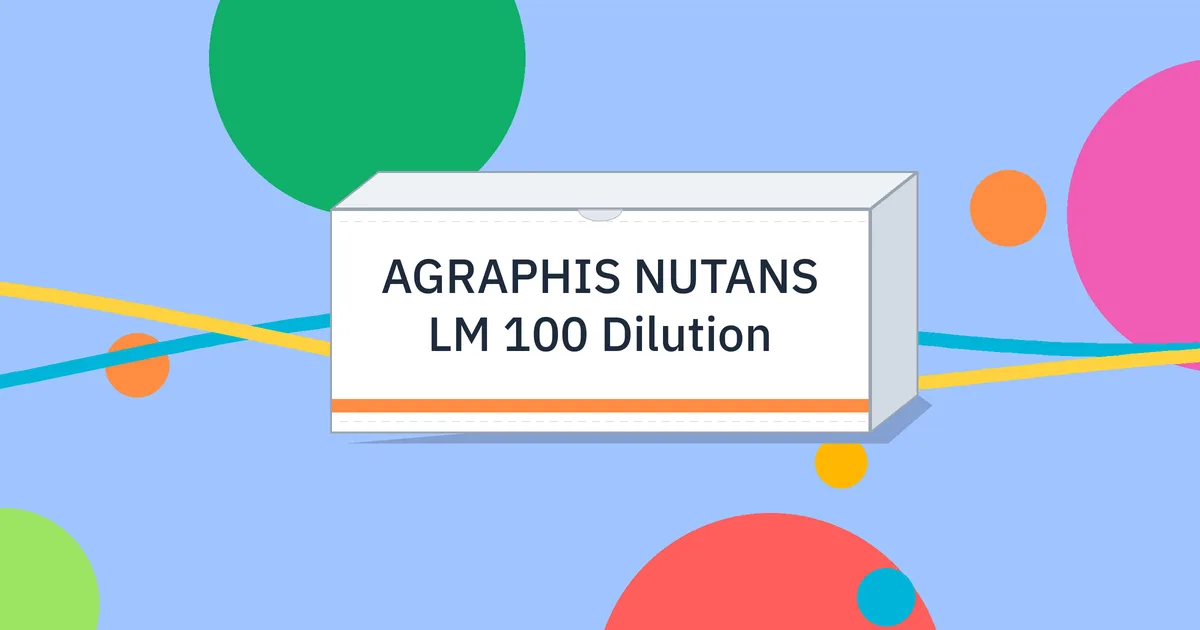 Symbolbild: Packung mit der Aufschrift AGRAPHIS NUTANS LM 100 Dilution (PZN 13306752) – Verfügbarkeit und Bezug in Apotheken in Frankfurt am Main