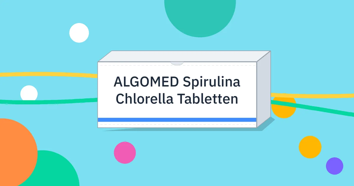Symbolbild: Packung mit der Aufschrift ALGOMED Spirulina Chlorella Tabletten (PZN 19490395) – Verfügbarkeit und Bezug in Apotheken in Frankfurt am Main