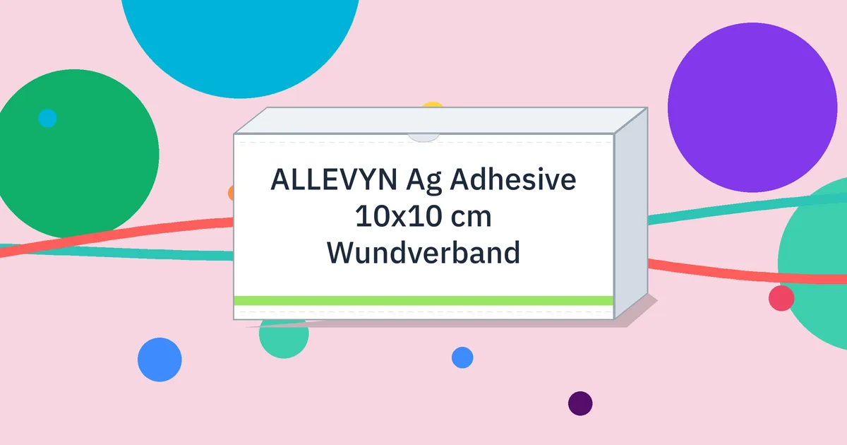 Symbolbild: Packung mit der Aufschrift ALLEVYN Ag Adhesive 10x10 cm Wundverband (PZN 14137671) – Verfügbarkeit und Bezug in Apotheken in Frankfurt am Main