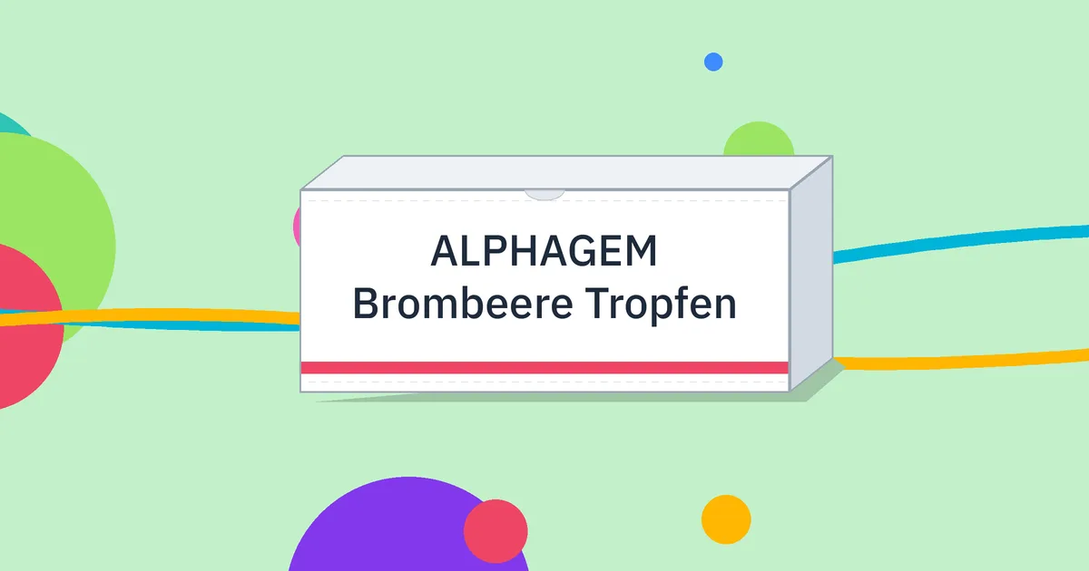 Symbolbild: Packung mit der Aufschrift ALPHAGEM Brombeere Tropfen (PZN 20297835) – Verfügbarkeit und Bezug in Apotheken in Frankfurt am Main